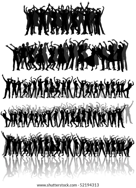 Collection Many People Group Stock Vector (Royalty Free) 52194313 ...