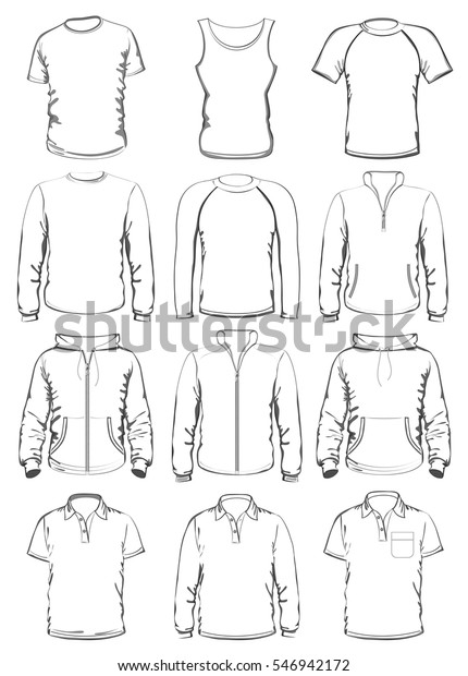 Collection Men Clothes Outline Templates Vector 库存矢量图（免版税）546942172