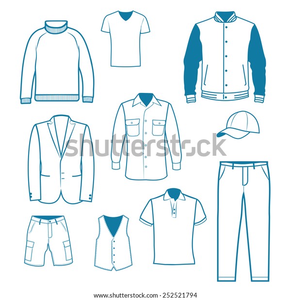 Collection Mens Clothing Linear Style Vector Stock Vector (Royalty Free ...