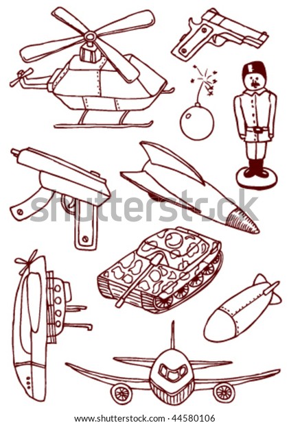 Collection Military Doodles Stock Vector (Royalty Free) 44580106 ...