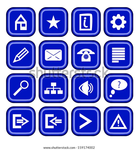 Collection Modern Blue Icons Stock Vector (Royalty Free) 159174002 ...