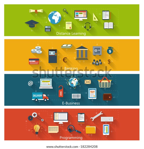Collection Modern Concept Icons Flat Design Stock Vector (Royalty Free ...