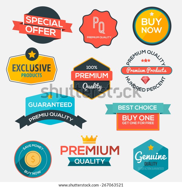 Collection Modern Flat Designstyled Labels Design Stock Vector (Royalty ...
