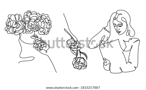 Collection Modert Illustrations Contemporary Art Woman Stock Vector ...