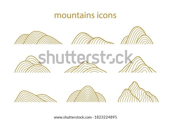 Collection Mountain Shapes Icons Isolated On Stock Vector (Royalty Free ...