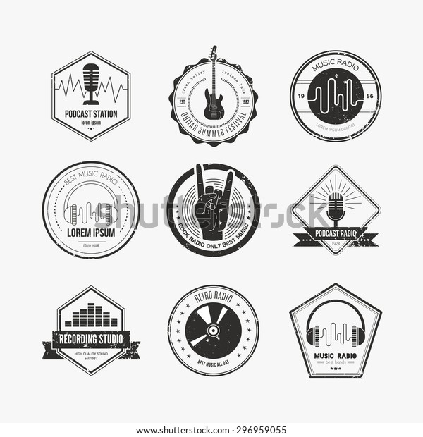 Collection Music Logos Made Vector Recording: เวกเตอร์สต็อก (ปลอดค่า ...