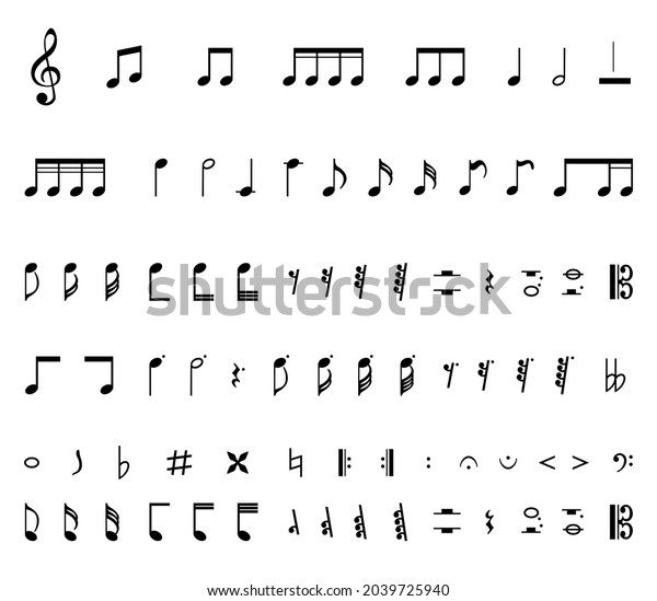 Collection Musical Notes Sign Set Stock Vector (Royalty Free ...