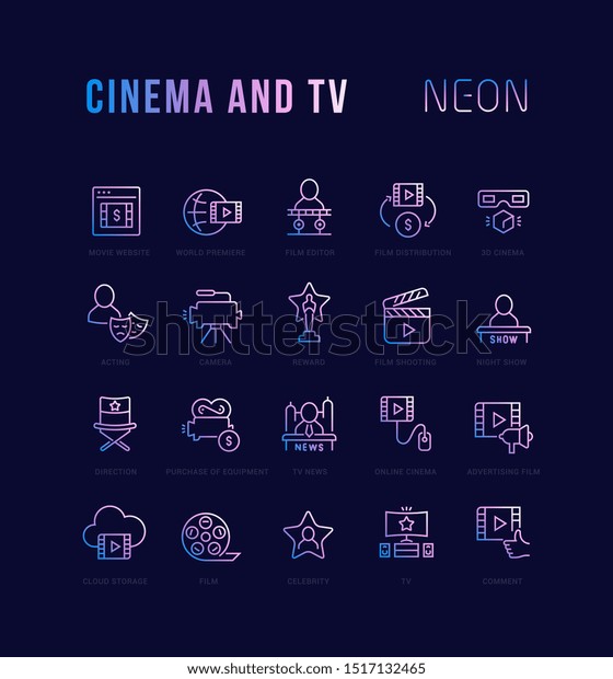 Collection Neon Linear Icons Names Gradient Stock Vector (Royalty Free ...