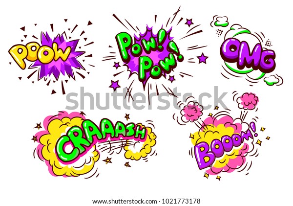 Collection Nine Wording Sound Effects Comic Stock Vector (Royalty Free ...