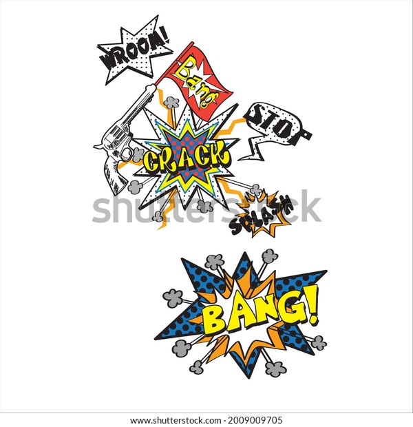 Collection Nine Wording Sound Effects Comic Stock Vector (Royalty Free ...