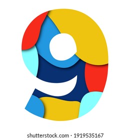 Collection Number Illustrations 9 Nine Symbol Stock Vector (Royalty ...