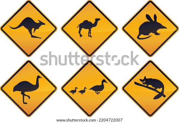 Collection Orange Diamond Shaped Hazard Signs Stock Vector (Royalty ...