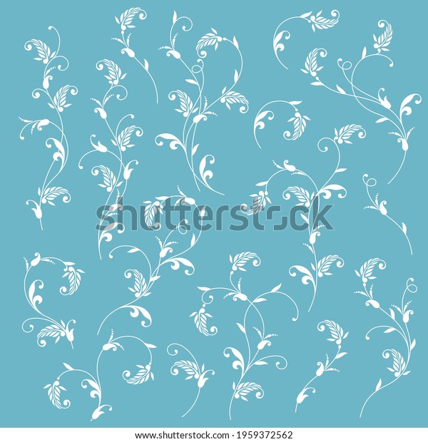 Collection Ornamental Materials Composed Curved Lines Stock Vector ...