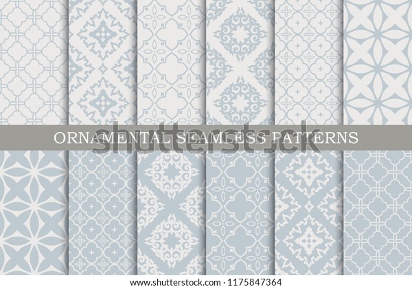 Collection Ornamental Seamless Tile Patterns Set Stock Vector (Royalty ...