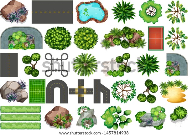 Collection Outdoor Nature Themed Objects Plant Stock Vector (Royalty ...
