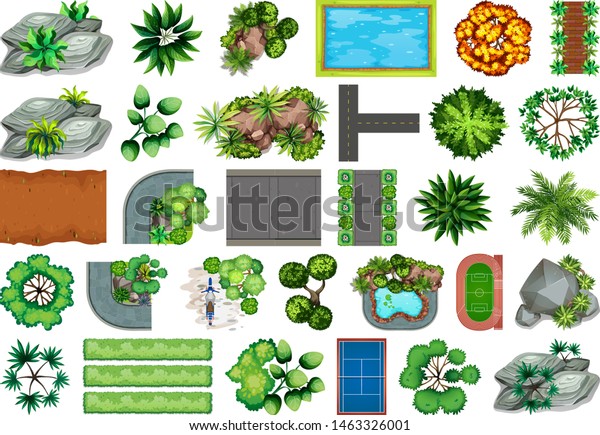 Collection Outdoor Nature Themed Objects Plant 스톡 벡터(로열티 프리) 1463326001 ...