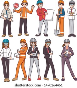 Collection Pack Cartoon Team Project Worker Stock Vector (Royalty Free ...