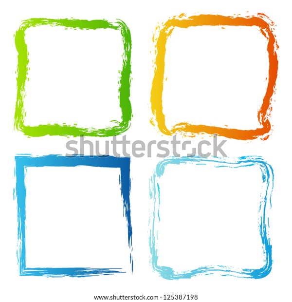 Collection Painted Borders Vector Set Grunge: vector de stock (libre de ...
