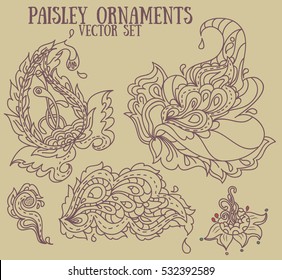 Collection Paisley Decorative Elements Vector Illustration Stock Vector ...