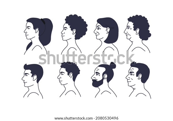 Collection People Faces Profile Different Races Stock Vector (Royalty ...