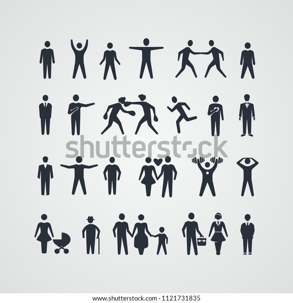 Collection People Silhouettes Front View Stock Vector (Royalty Free ...