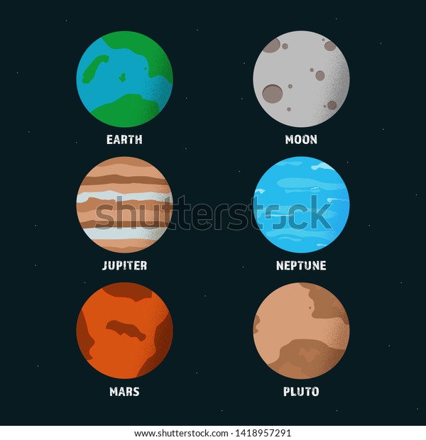 Collection Planet Flat Style Grains Texture Stock Vector (Royalty Free ...