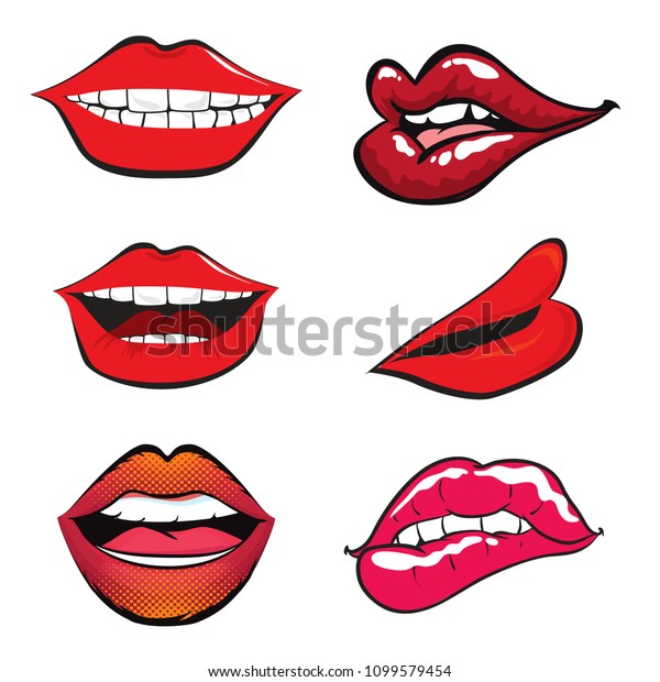 Collection Pop Art Lips Stock Vector (Royalty Free) 1099579454 ...