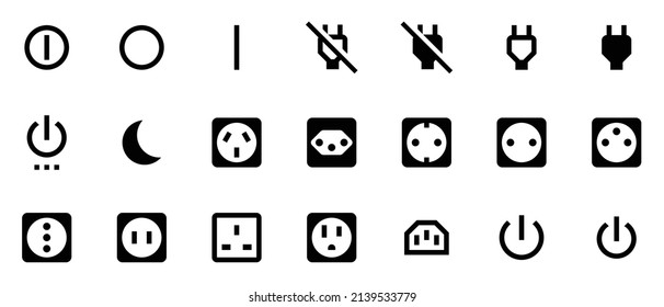 Collection Power Icons Black Flat Icon Stock Vector (Royalty Free ...