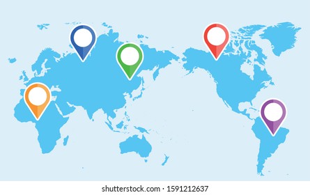 Collection Precise World Maps Colorful Markers Stock Vector (Royalty ...