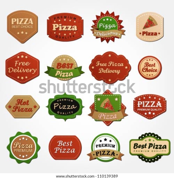 Collection Premium Quality Pizza Labels Stock Vector (Royalty Free ...