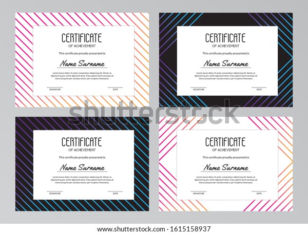 Collection Premium Stylish Certificates Gradient Lines Stock Vector ...
