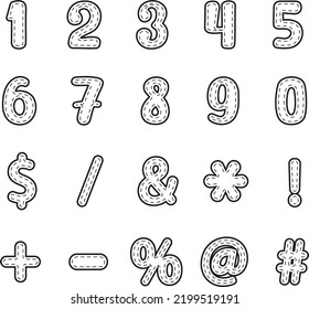 Collection Printable Numbers Symbols Pack Set Stock Vector (Royalty ...