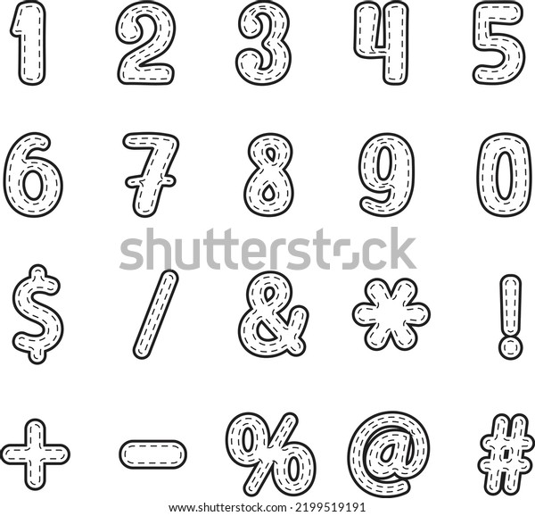 Collection Printable Numbers Symbols Pack Set Stock Vector (Royalty ...