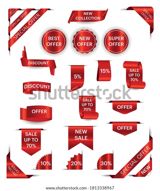 Collection Quality Red Color Badges Labels Stock Vector (Royalty Free ...