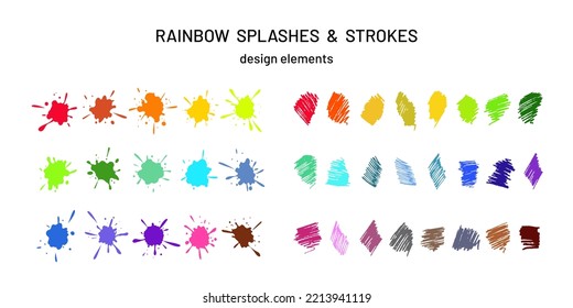 Collection Rainbow Colored Blobs Droplets Background Stock Vector ...