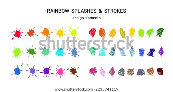 Collection Rainbow Colored Blobs Droplets Background Stock Vector ...