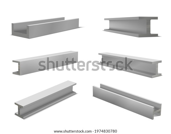 Collection Realistic Construction Metal Beams Vector Stock Vector ...