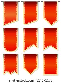 Collection Red Bookmarks Isolated On White: vector de stock (libre de ...