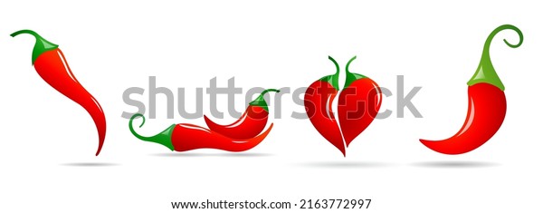 Collection Red Chili Abstract Drawing Illustration Stock Vector ...