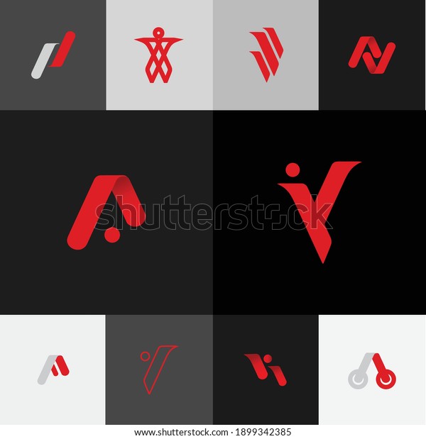Collection Red Logos New Trending Logos Stock Vector (Royalty Free ...