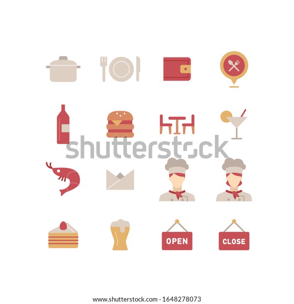 Collection Restaurant Flat Icons Stock Vector (Royalty Free) 1648278073 ...