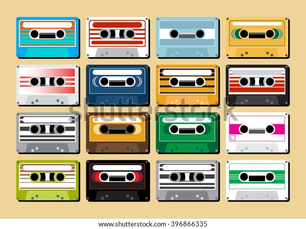 Collection Retro Colored Cassette Tapes Vector Stock Vector (Royalty ...