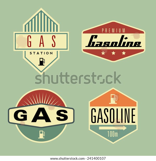 Collection Retro Gasoline Emblem Stock Vector (Royalty Free) 241400107