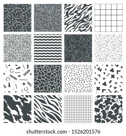 Collection Retro Memphis Patterns Black White Stock Vector (Royalty ...