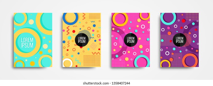 Collection Retro Style Covers Backgrounds Circle Stock Vector (Royalty ...