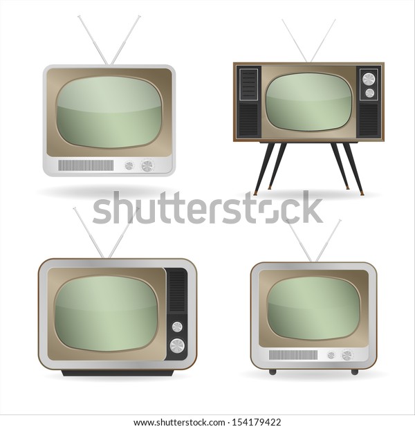 Collection Retro Television Empty Screen On Stock Vector (Royalty Free ...