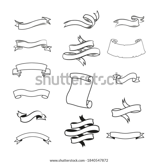 Collection Ribbons Cutout Banners Various Shapes Stock Vector (Royalty ...