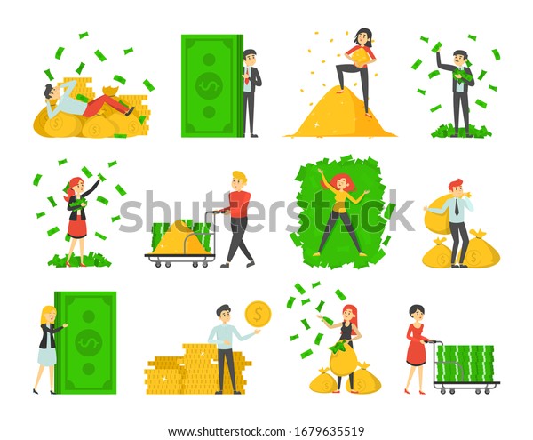 Collection Rich People Vector Isolated Happy Stock Vector (Royalty Free ...