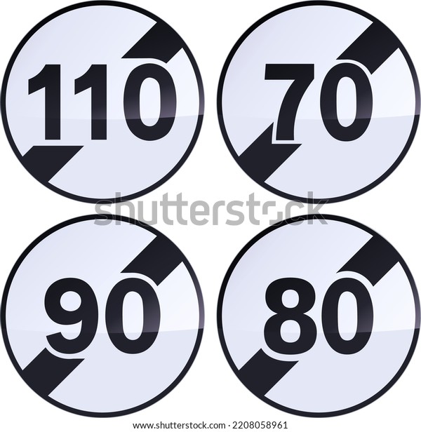 Collection Round Black White Speed Limit Stock Vector (Royalty Free ...