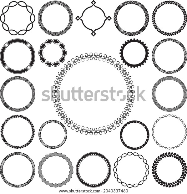 Collection Round Decorative Ornamental Border Frames Stock Vector ...